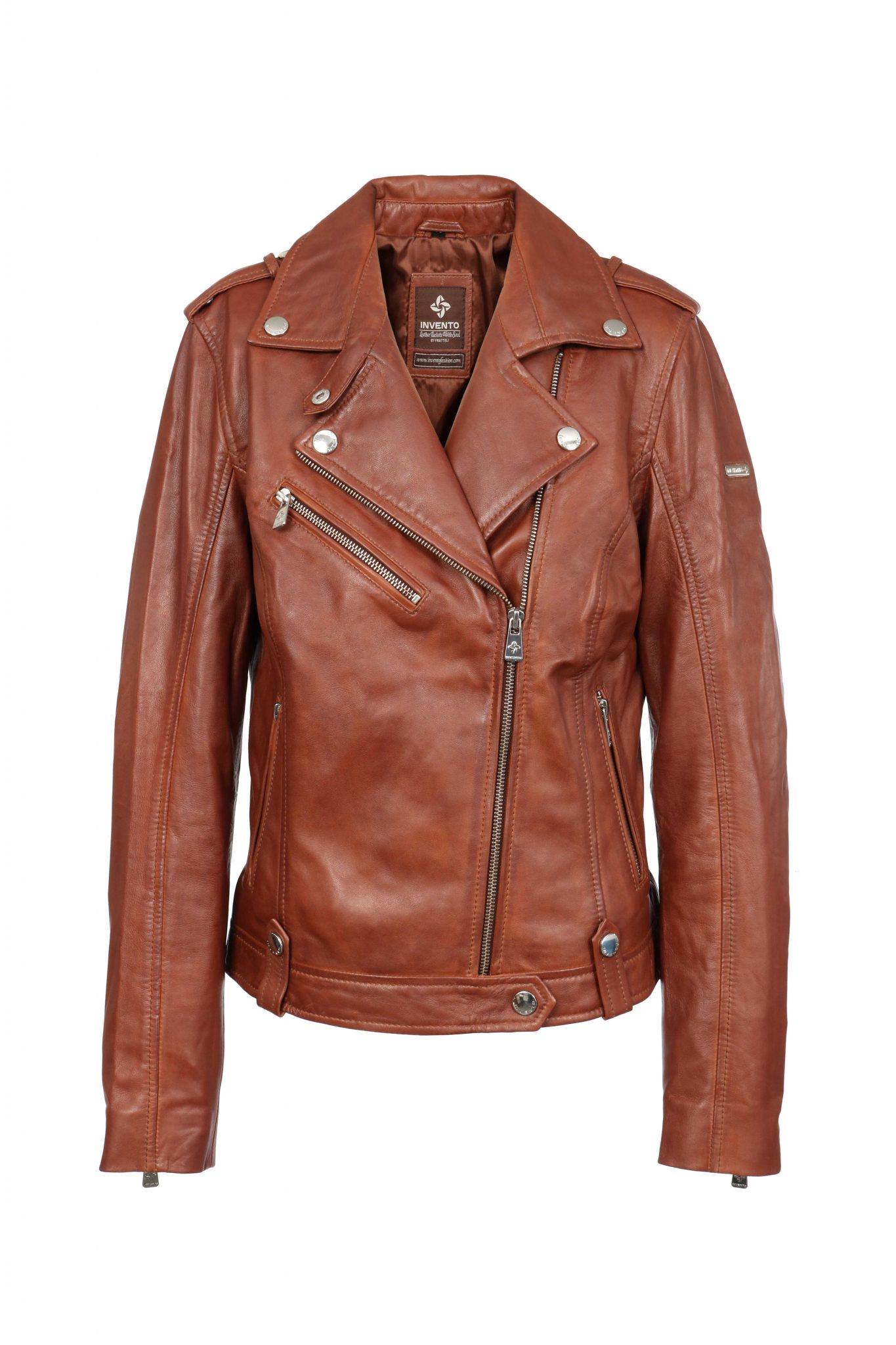 KELI GOLDEN BROWN ŽENSKA KOŽNA JAKNA INVENTO - Invento fashion